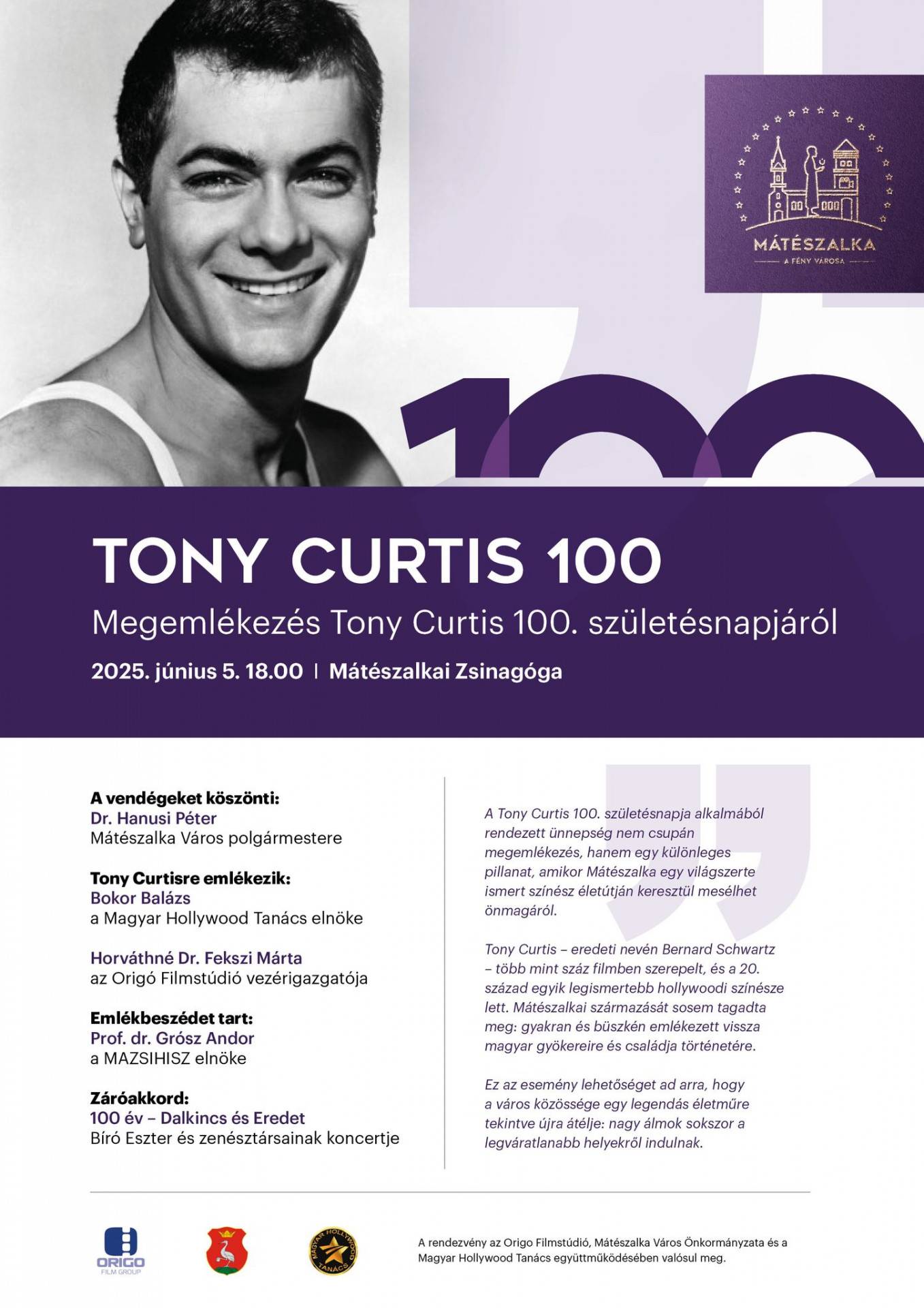 Tony Curtis 100 – Megemlékezés egy hollywoodi legendáról Mátészalkán ...